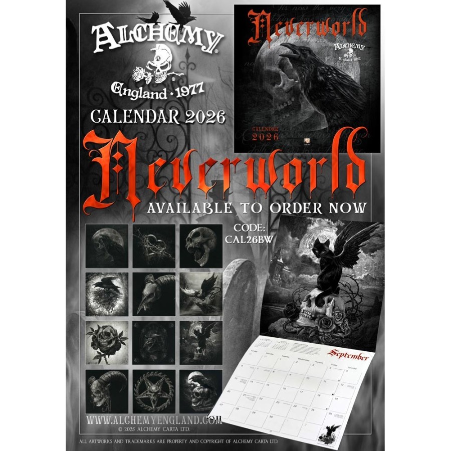 Alchemy Gothic 'Neverworld' Black & White 2026 Wall Calendar (CAL26BW ...